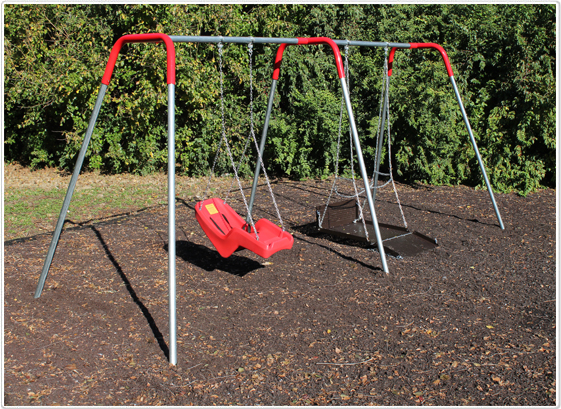 ADA JennSwing Seat, Wheelchair Platform, and 2-Bay Swing Frame ADA JennSwing Seat, Wheelchair Platform, and 2-Bay Swing Frame