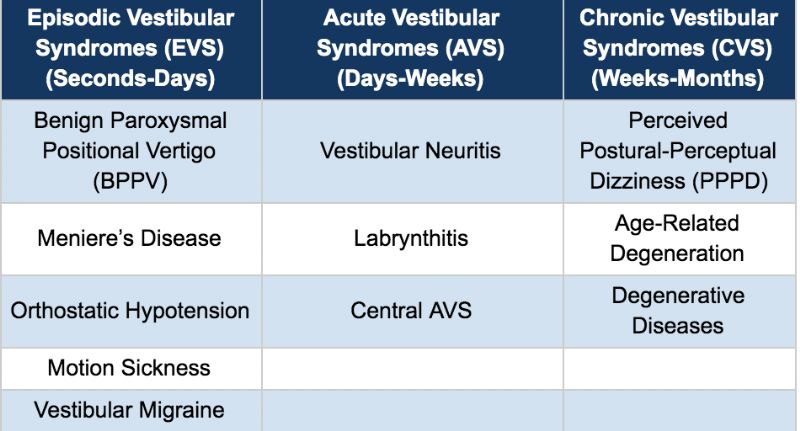 Vestibular Charts