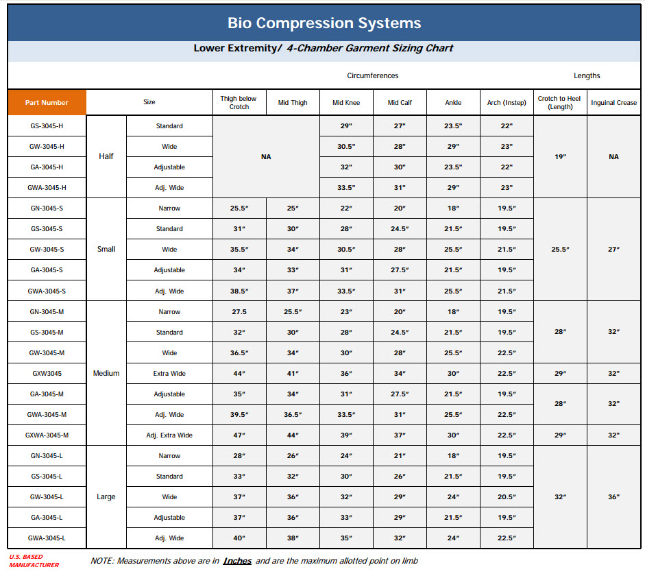 4 Chamber Bio Comfort Full Leg Garments - FREE Shipping