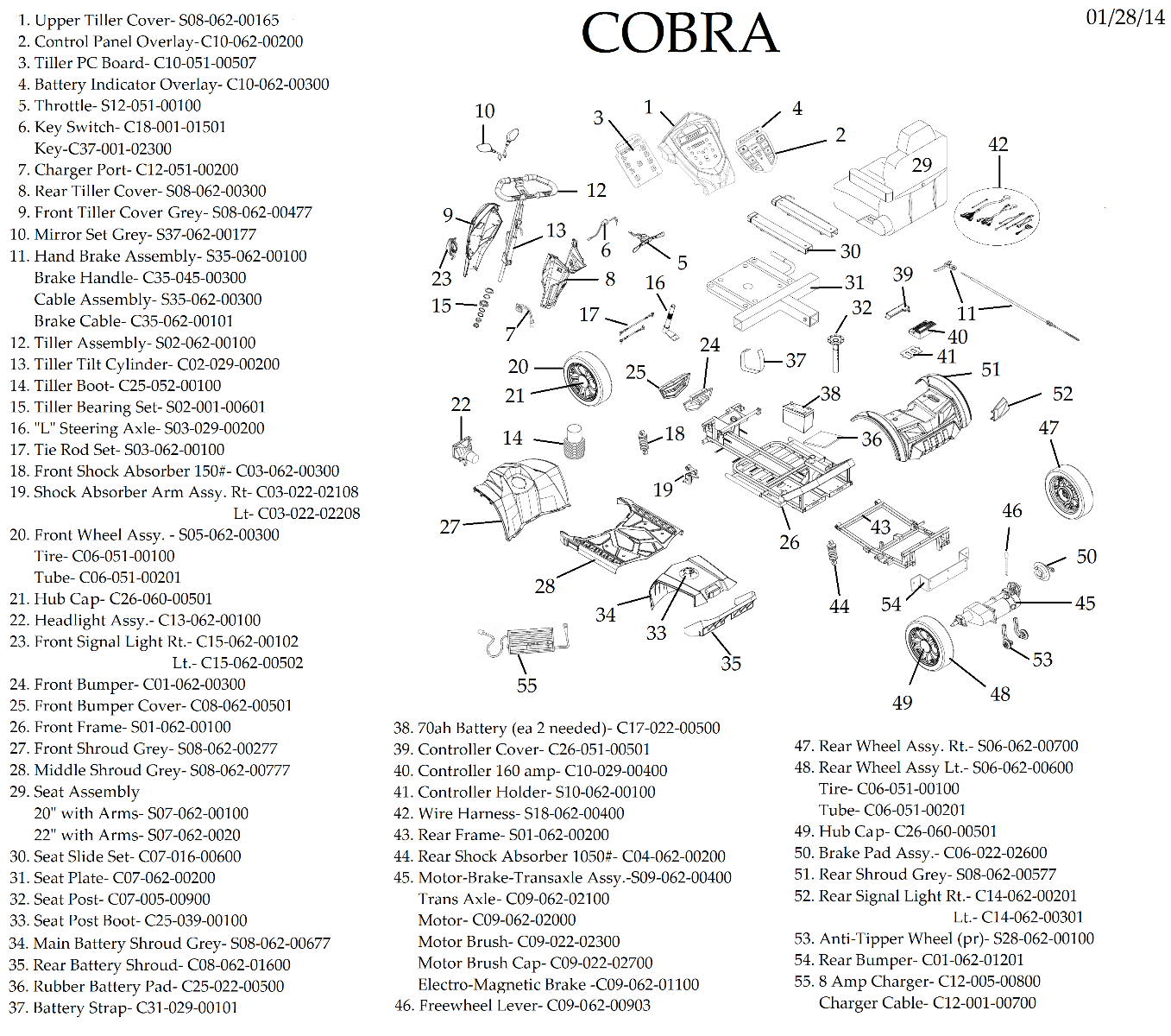Drive Medical Replacement Parts for Cobra GT4 HD Scooter