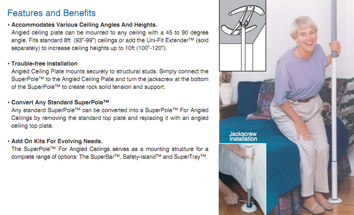 Uni-Fit Extender or Angled Ceiling Plate for HealthCraft SuperPole ...