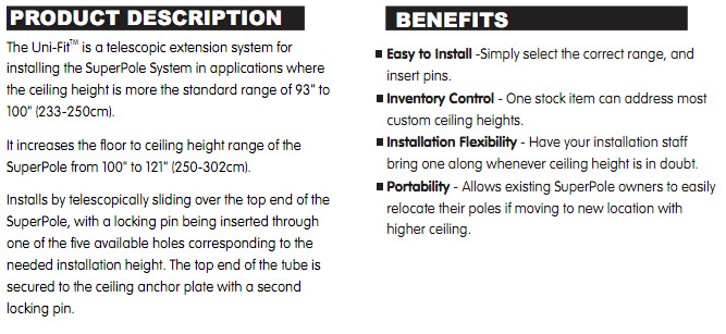 Uni-Fit Extender or Angled Ceiling Plate for HealthCraft SuperPole ...