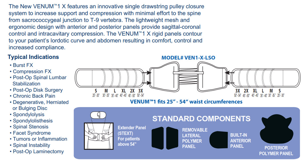 LSO Back Brace, Ergonomic, with Universal Sizing by Venum1 X