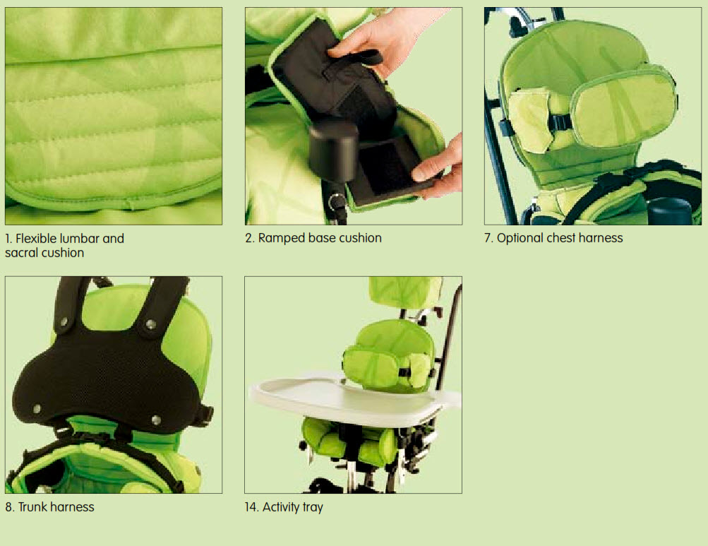 Kimba Neo Mobility Base and Leckey Squiggles Seating System Accessories