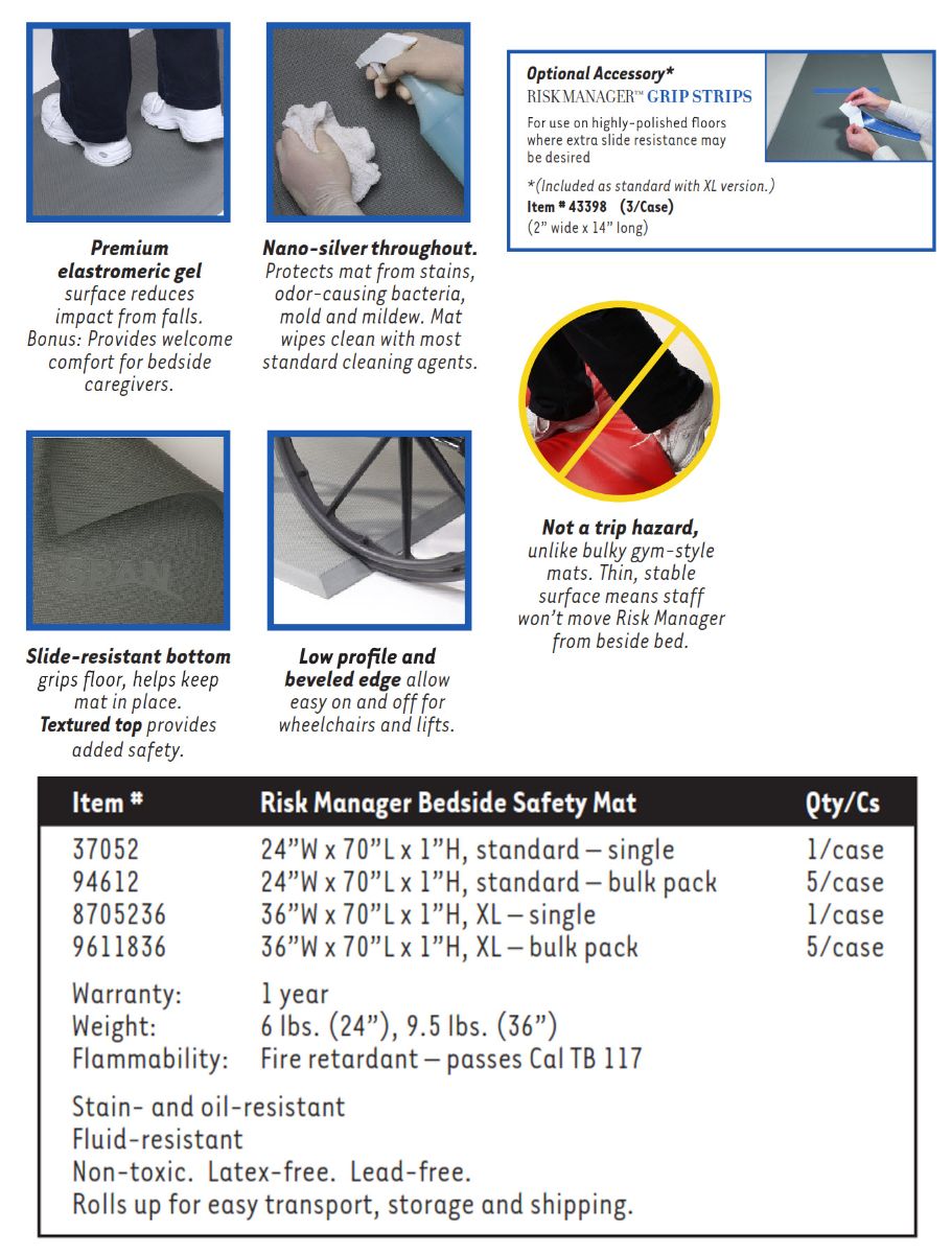 Risk Manager Bedside Safety Mat - FREE Shipping