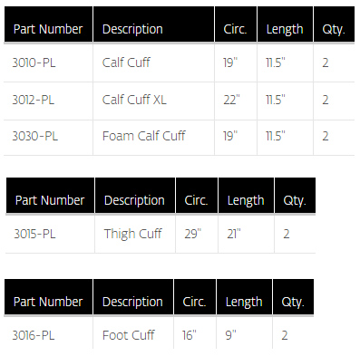 Compression Cuffs for VenaFlow Compression System
