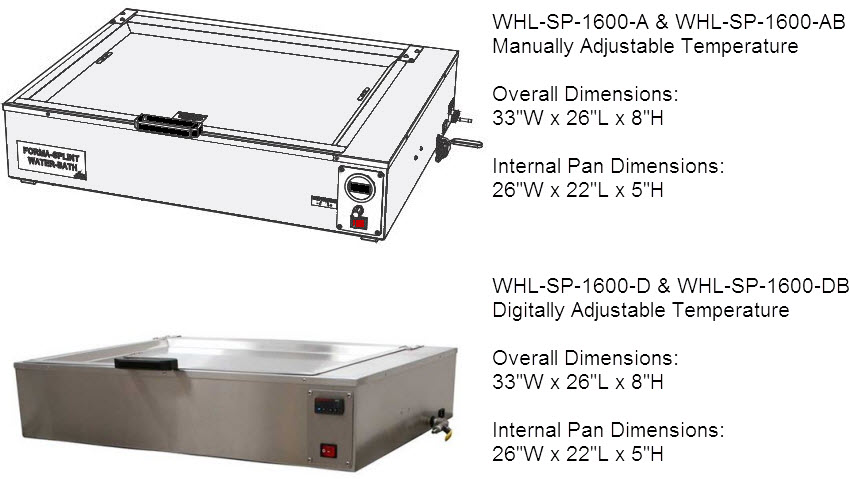 1600 Series Water Bath Splint Pans - FREE Shipping