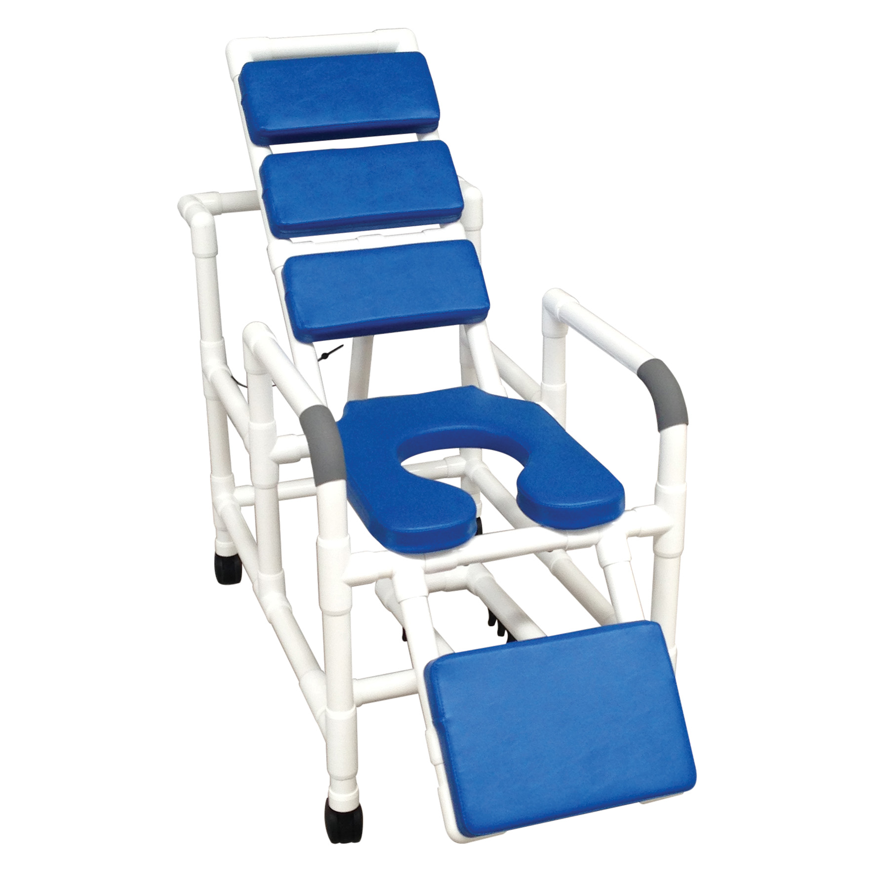 PVC Shower Chair with Wheels, Reclining Back, and Total Comfort Padding ...