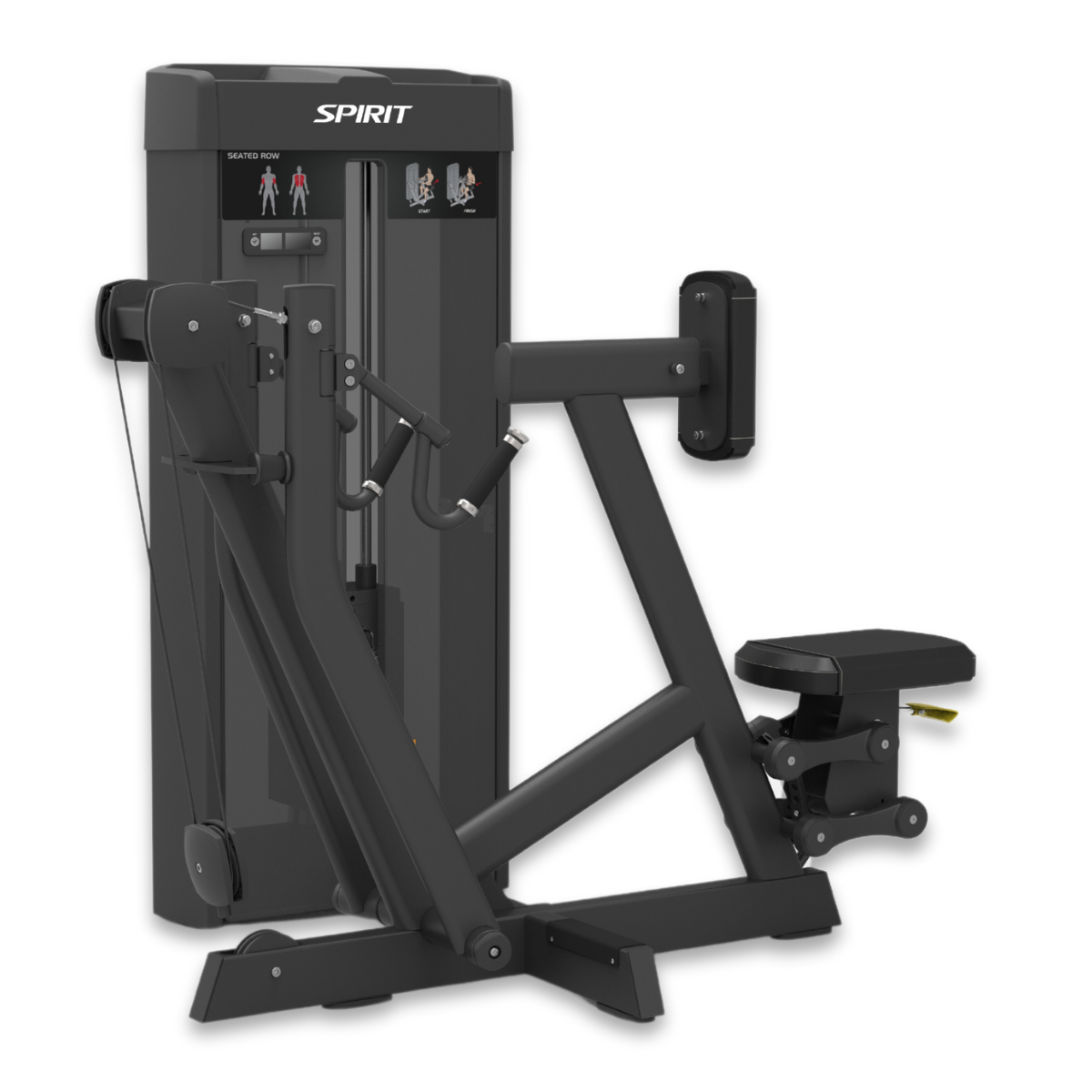 Seated Row Machine by Spirit Fitness with Adjustable Pads and Pivoting Grip