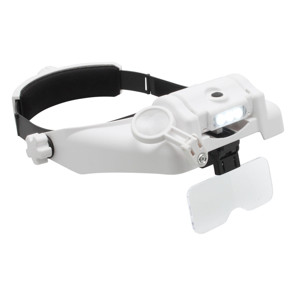 Headband Magnifier with LED Light and Rechargeable Battery