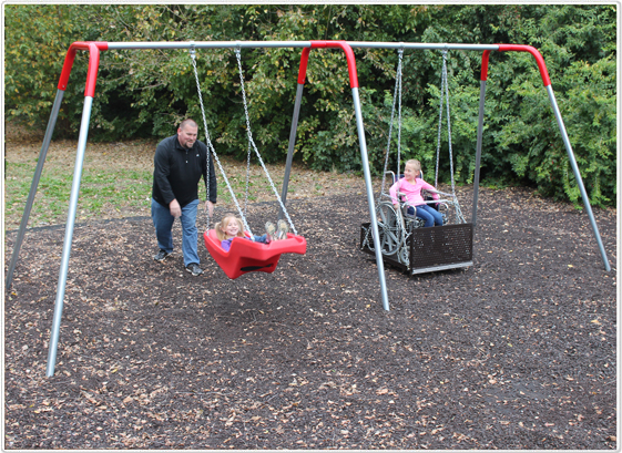 Two Bay ADA Compliant Wheelchair Swing Set with Swings Two Bay ADA Compliant Wheelchair Swing Set with Swings
