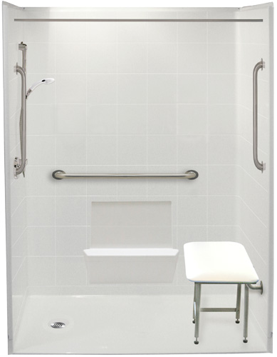 Five Piece 60 in. x 31 in. Easy Step Shower