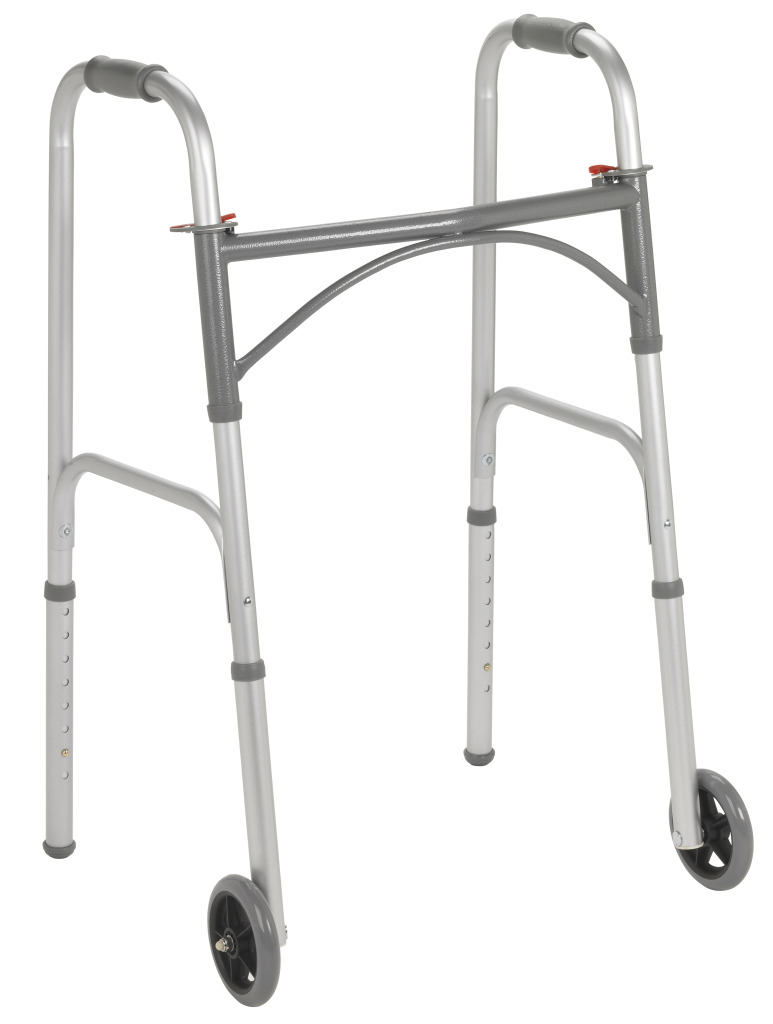 Drive Medical Folding Steel Walkers with 5 Inch Front Casters, 4 Count