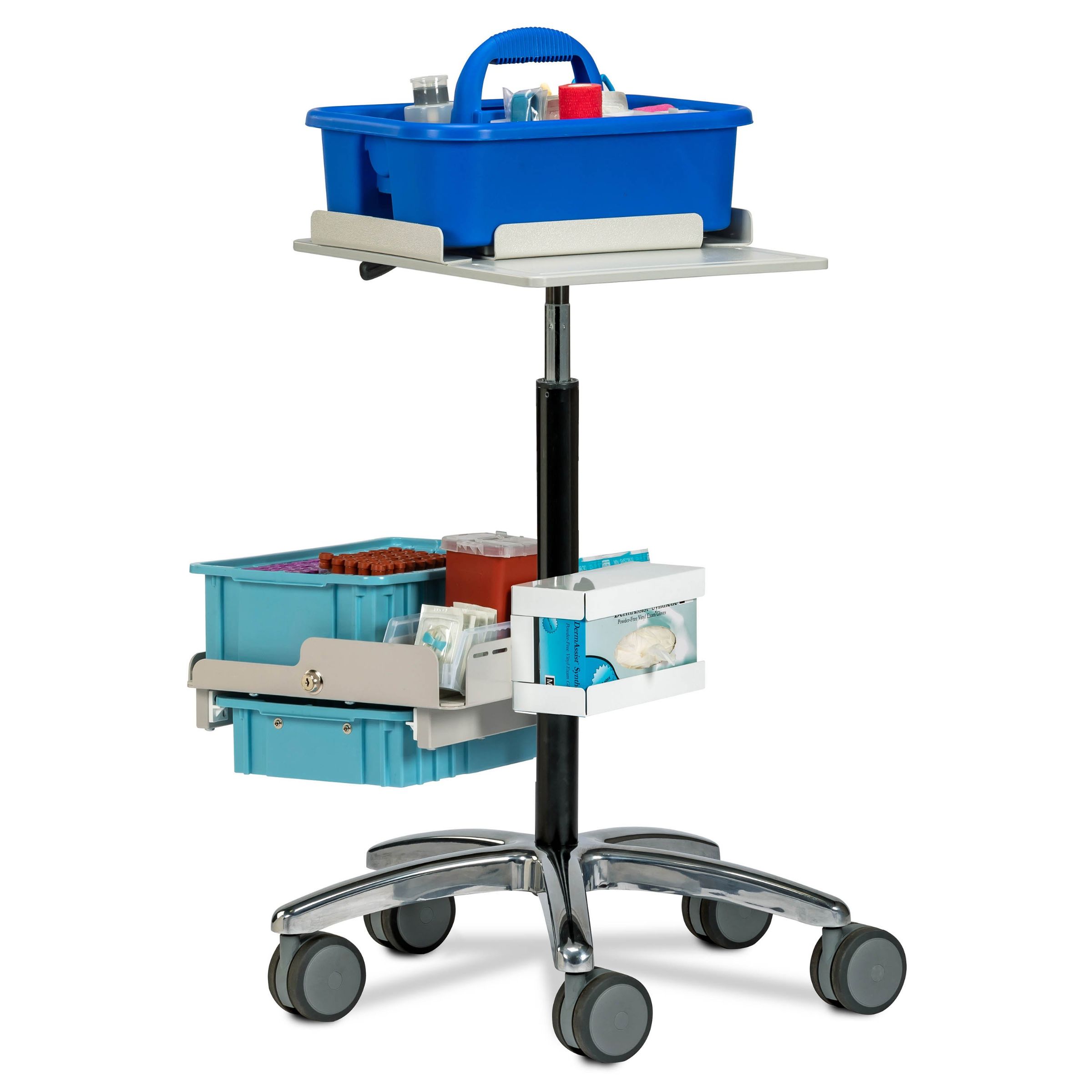 Clinton Store & Go Mobile Phlebotomy Cart with Locking Tray Brackets