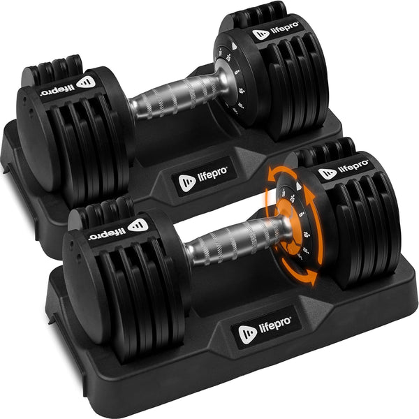 PowerUp Plus Set of Adjustable Dumbbells for Home Workouts with Racks ...