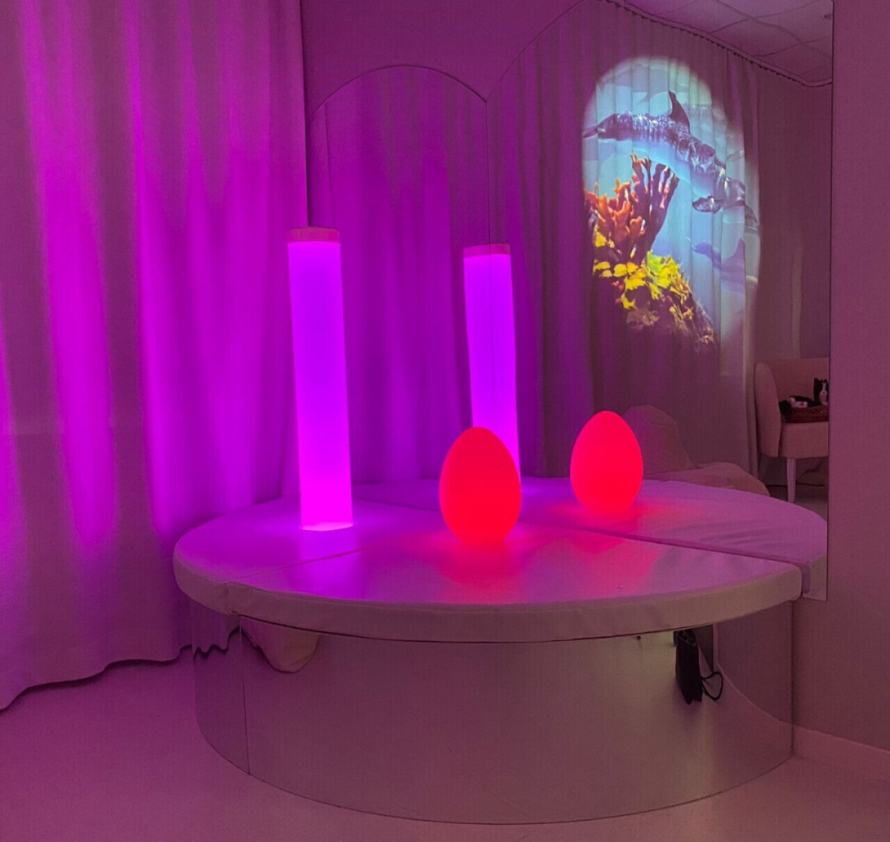 Special Needs Sensory Room Podium Benches with Cushioned Seat and Wood ...