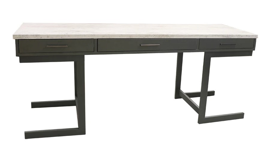Home Office Desk with Three Storage Drawers and Steel Frame
