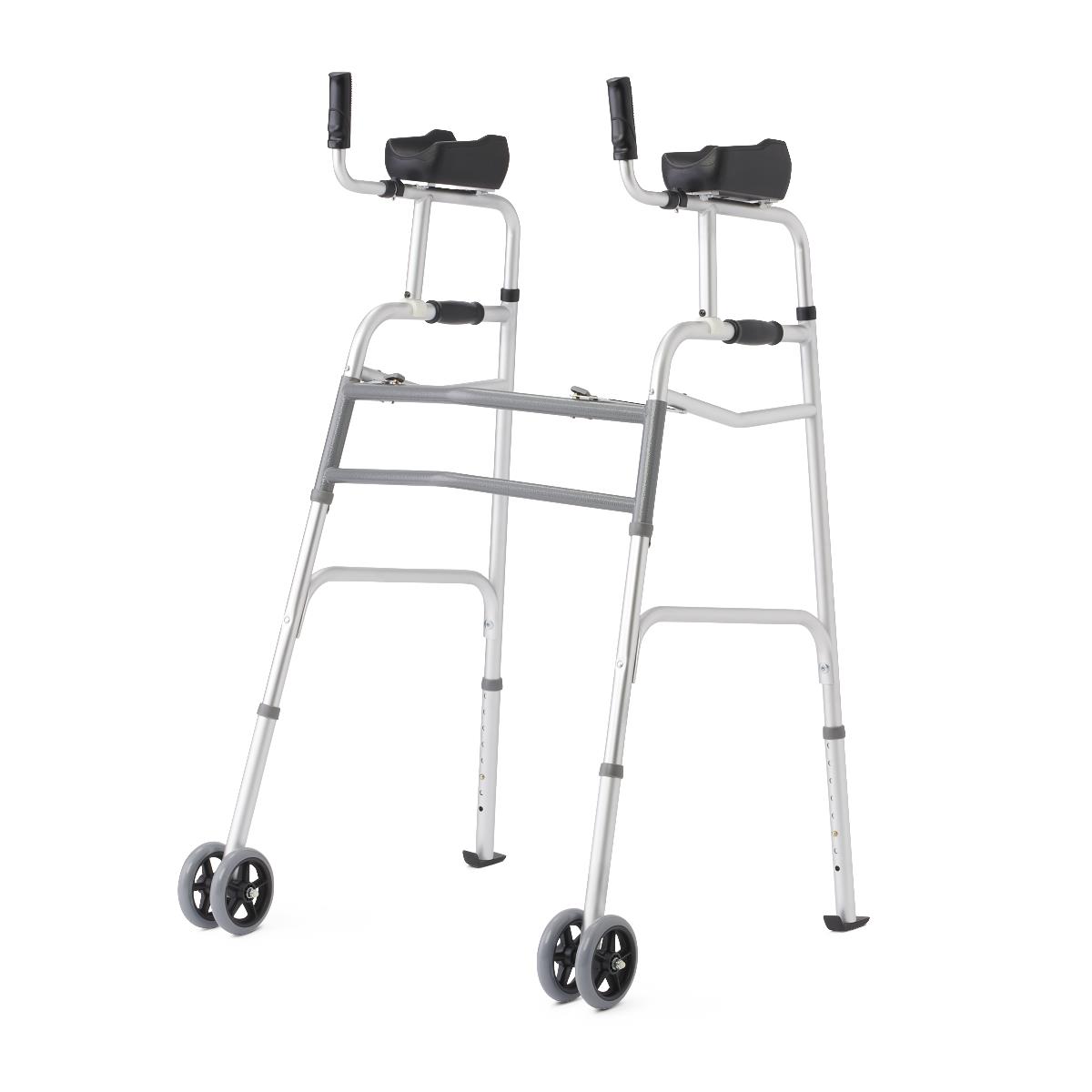 Upright Folding Walker with Forearm Supports and 5 Inch Wheels ...