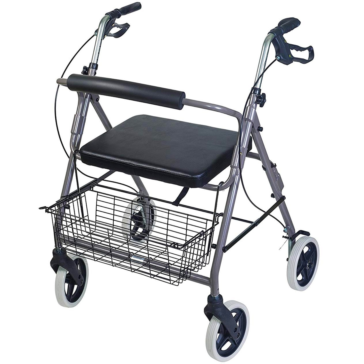 DMI Rollator Walker with Seat for Seniors | Heavy-Duty, 8 in. Wheels ...