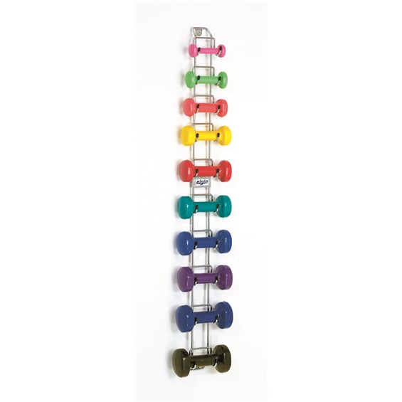 Dumbbell Set with Hanging Chrome Wall Rack by Elgin