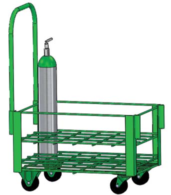 DE-24 Heavy Duty Oxygen Cylinder Cart - FREE Shipping