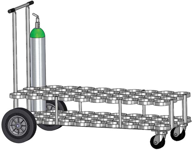 Portable Oxygen Cart for D/E Cylinders, 40-Cyl. Capacity, Steel ...