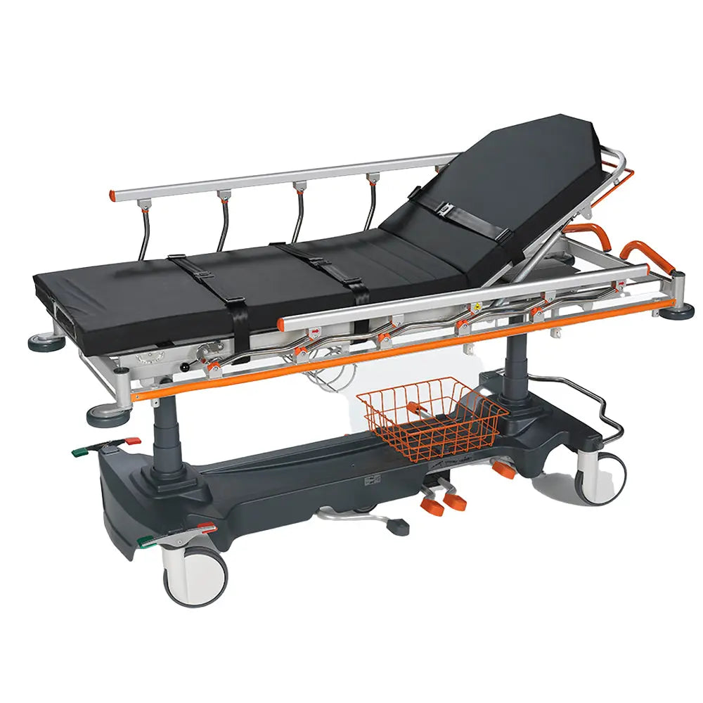Gurney Bed Hospital Stretcher with Manual Hydraulic Lift | NitroCare ...