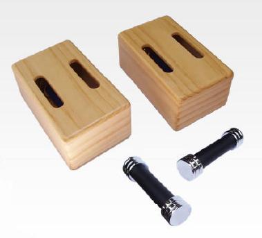 Wooden Yoga and Pilates Exercise Blocks with Dumbbells - Set of Two