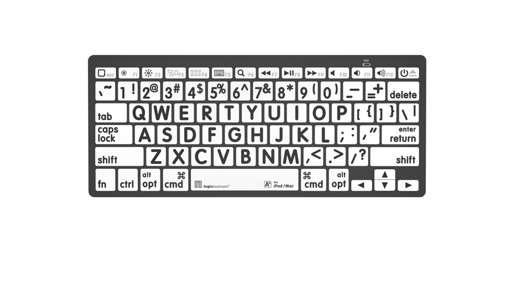 Logickeyboard BT Wireless Mini Keyboard with Large Black Font on White ...