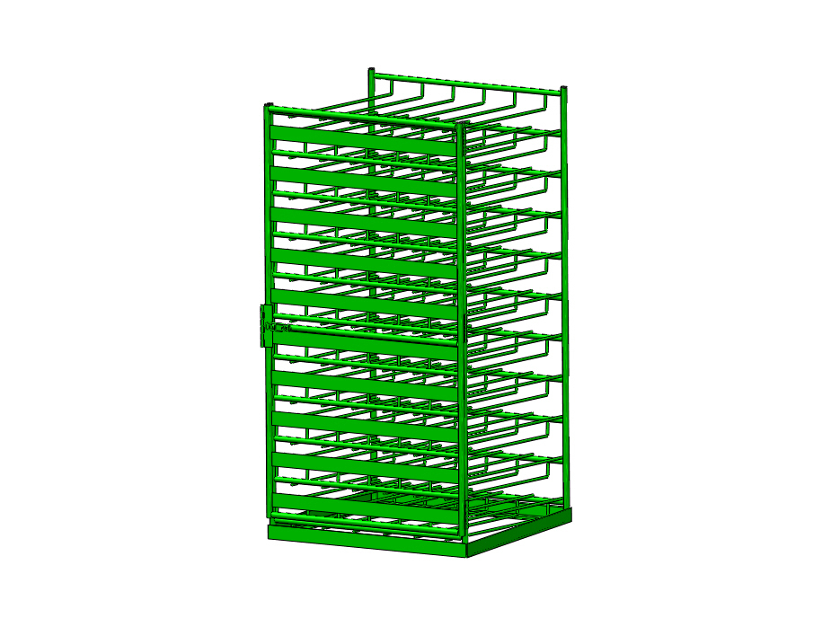 Layered Horizontal Rack with Latching Door for 12 D/E Oxygen Cylinders
