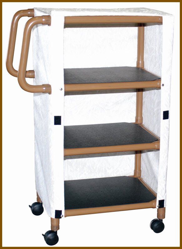Wood Tone Three-Shelf Mini-Linen Cart with Cover