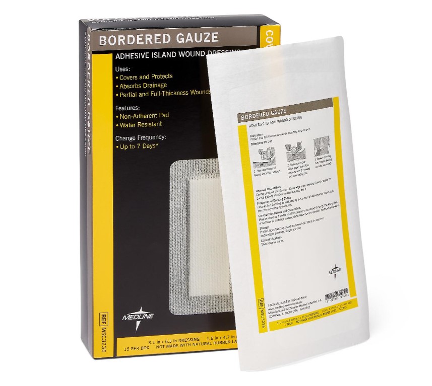 Bordered Gauze with Adhesive Island with 3 Layers from Medline