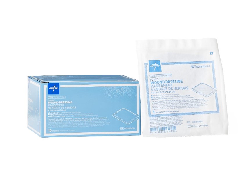 Sterile Absorbent Wound Dressings with Hydrophobic Layer from Medline