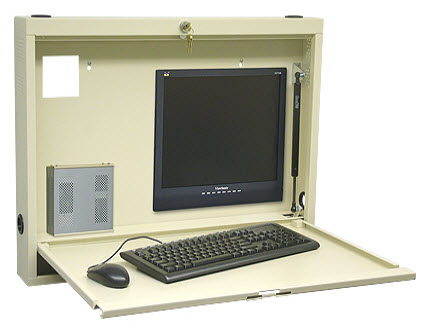 Computer Workstation - Wall-Mounted Desk, Heavy-Duty with Security Lock ...