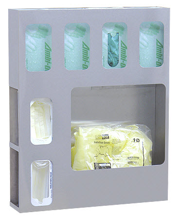 Wall-Mounted Isolation Station Storage for Medical Protective Supplies