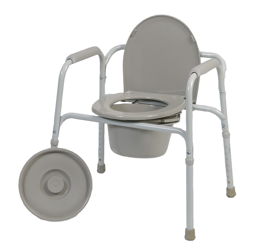 3-in-1 Commode with Bucket, Lid, Splash Guard, and Adjustable Height