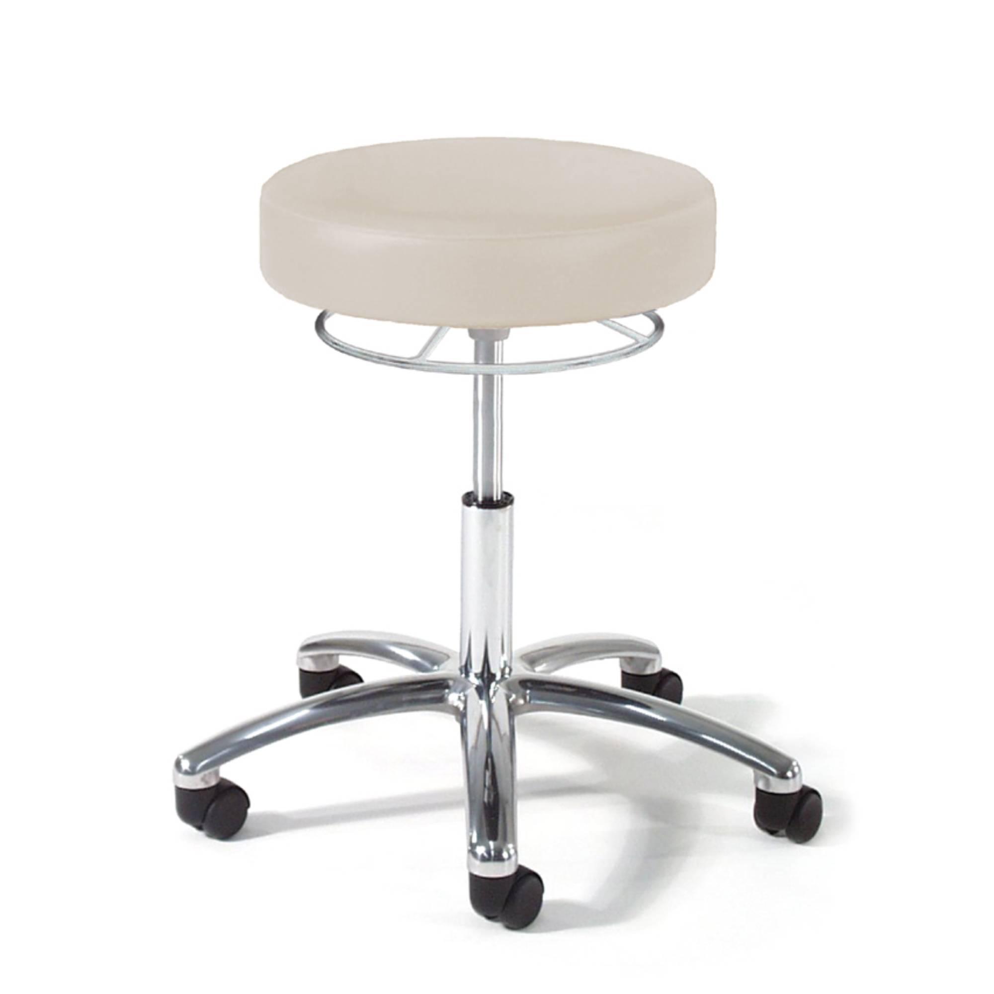 Physician Stool with Pneumatic Height Adjustment and Polished Aluminum ...