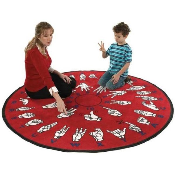 Educational Sign Language Floor Rug by Hands That Teach