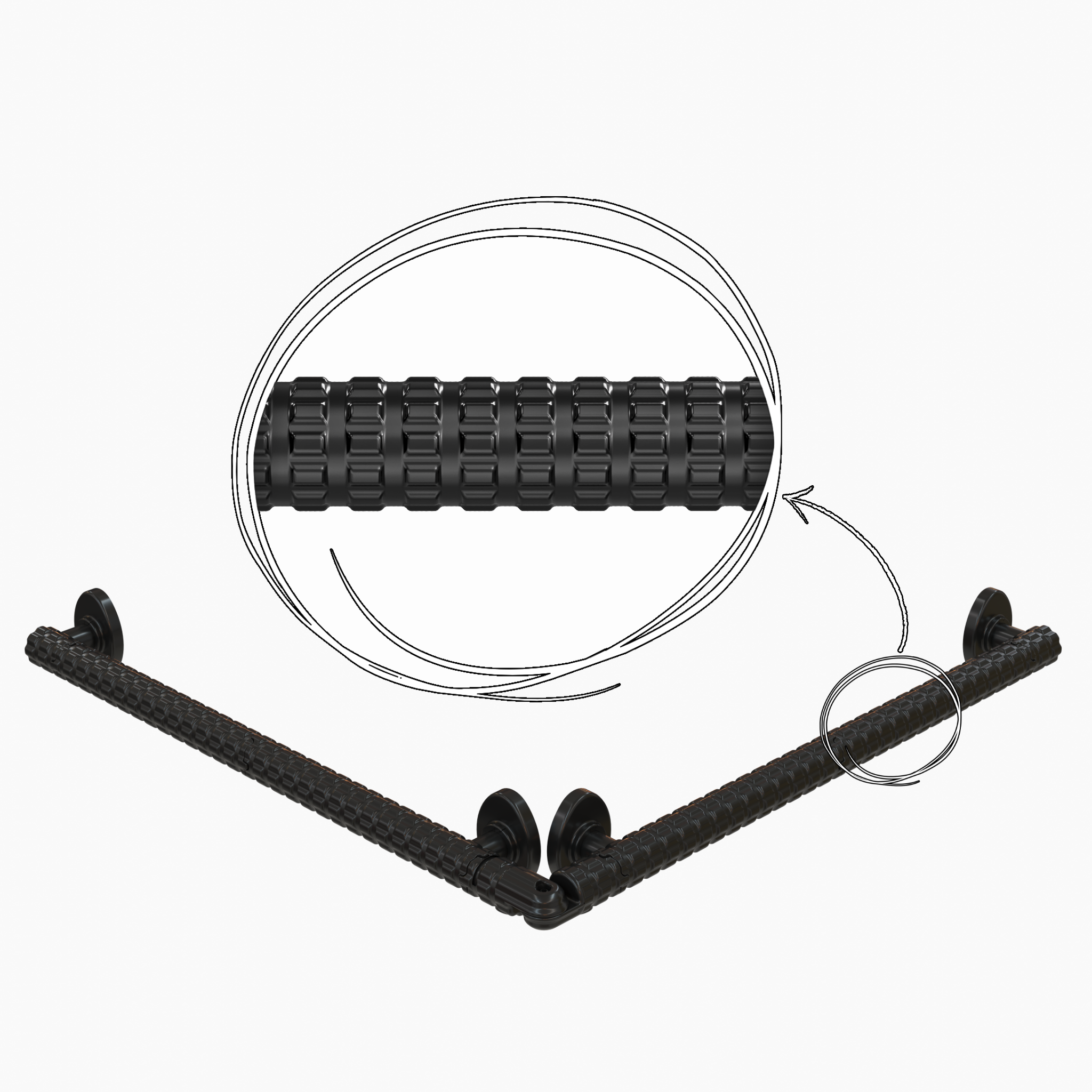 Hartmobility Adjustable Wall-Mounted Grab Bar with SafetyGrip - Corner ...