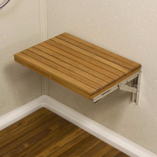 Teak Wall Mount Fold Down Shower Bench - FREE Shipping Teak Wall Mount Fold Down Shower Bench - FREE Shipping