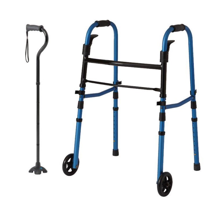 Folding Walker and Offset Handle Cane Kit for Caregivers | Walk Steady ...