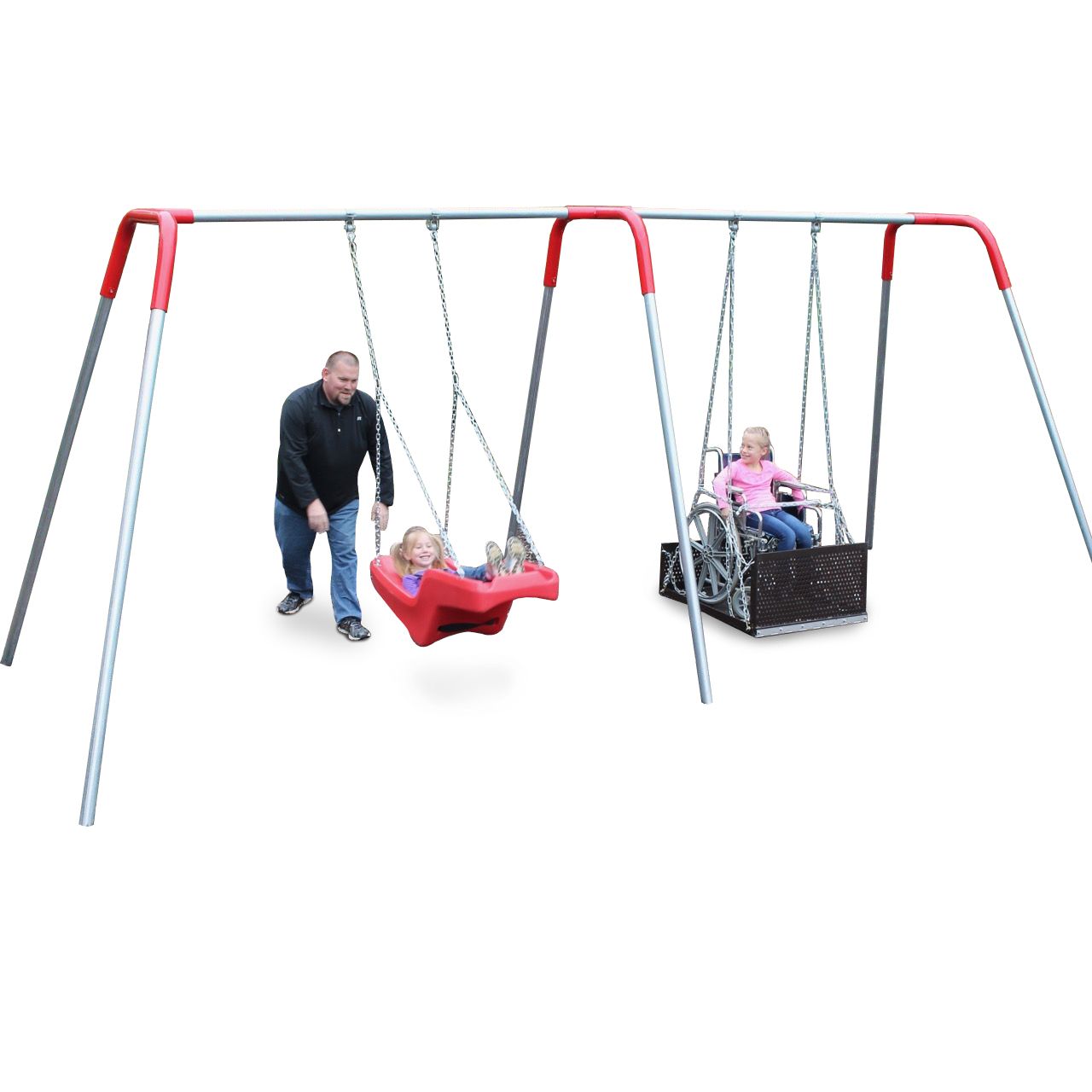 Two Bay ADA Compliant Wheelchair Swing Set with Swings Two Bay ADA Compliant Wheelchair Swing Set with Swings