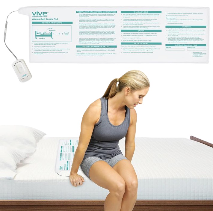 Wireless Bed Alarm with Pager and Waterproof Vinyl Pad