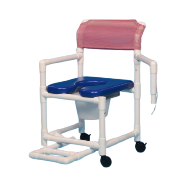 Open Front Soft Seat Shower Commode Chair with Left-Sided Swing Arm
