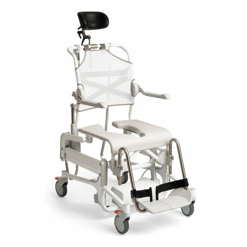Mobile Shower Commode Chair with Adjustable Height and 350 Pound Weight ...