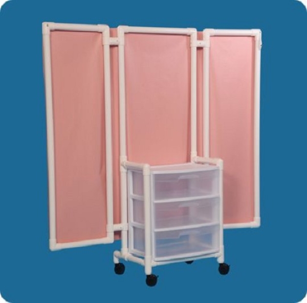 Wheeled Privacy Screen with Drawers - FREE Shipping