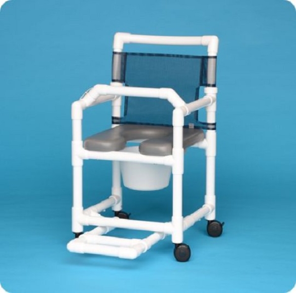 Open-Front Soft Seat Shower Commode Chair with Lap Bar by IPU