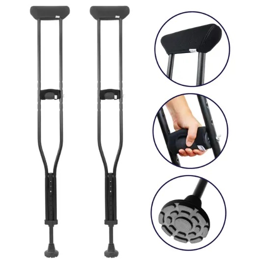 Axillary Crutches with Padded Underarm Support and Lightweight Aluminum ...