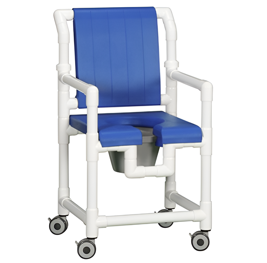 Open Front Soft Seat Deluxe Shower Chair Commode with Waterproof Backrest