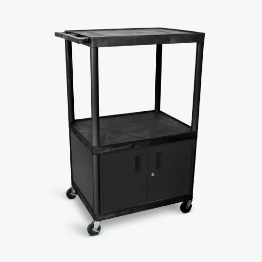 Luxor Rolling Multi-Shelf AV Equipment Carts with Cabinets